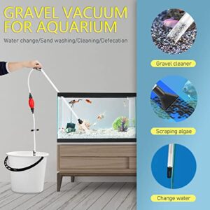 fishkeeper Aquarium Vacuum Gravel Cleaner, 80GPH/256GPH Fish Tank Siphon Gravel Cleaner Kit Sand Cleaner/Water Changer/Remove Dirt with Hanging Clip & Flow Control Clamp