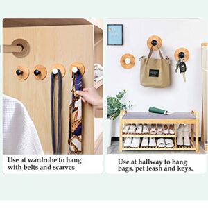 DSWINCE 4pack Decorative Wood Wall Hook Coat Hooks for Hanging Adhesive Waterproof Wall Hook Clothes Bag Key Hanger Hook Bedroom Kitchen Bathroom Door Robe Towel Hooks-White