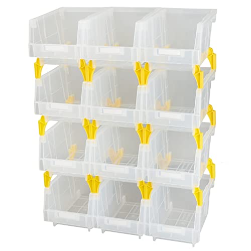 AERCANA Plastic Stackable Storage Bins Garage storage bins Clear Storage Bin With Labels(Clear,7-4/5"X 5-1/3"X 4-1/3")