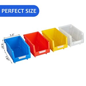 AERCANA Plastic Stackable Storage Bins Garage storage bins Clear Storage Bin With Labels(Clear,7-4/5"X 5-1/3"X 4-1/3")