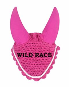 wildrace horse flyveil/ear bonnet/mask/net/crochet (full, dark pink)