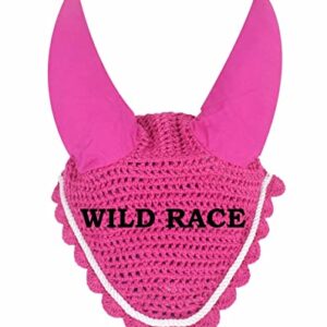 WILDRACE Horse flyveil/Ear Bonnet/Mask/Net/Crochet (Full, Dark Pink)