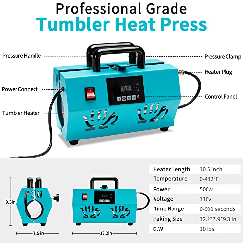 Tumbler Heat Press Machine 20 and 30 oz,110V Tumbler Press Mug Press for 11 OZ 15 OZ Mugs Easy to Use, Smaller Size, Suitable for Home, Office, with Heat Resistant Tape and Gloves.