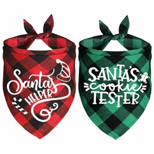 jotfa 2 pack christmas dog bandanas, holiday christmas plaid dog puppy bandana scarf costume for small medium large dogs pets