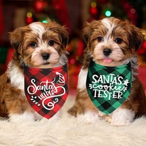 JOTFA 2 Pack Christmas Dog Bandanas, Holiday Christmas Plaid Dog Puppy Bandana Scarf Costume for Small Medium Large Dogs Pets