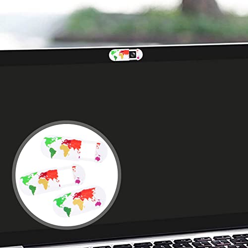 SOLUSTRE 3pcs Camera Cover Laptop Camera Cover Sliding Webcam Cover Webcam Cover Slide Slide, Map Pattern