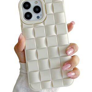 Ginkgonut Compatible with iPhone 13 Pro Case for Women/Girls, Cute 3D Laid Desgin Soft Silicone Shockproof Raised Bumper Corners Case for iPhone 13 Pro（White）