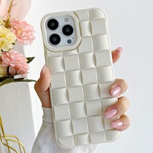 Ginkgonut Compatible with iPhone 13 Pro Case for Women/Girls, Cute 3D Laid Desgin Soft Silicone Shockproof Raised Bumper Corners Case for iPhone 13 Pro（White）