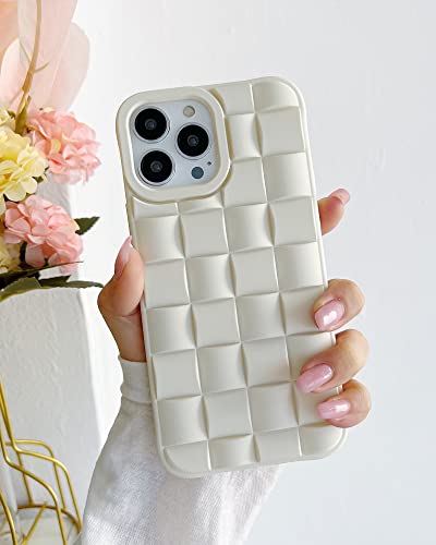 Ginkgonut Compatible with iPhone 13 Pro Case for Women/Girls, Cute 3D Laid Desgin Soft Silicone Shockproof Raised Bumper Corners Case for iPhone 13 Pro（White）