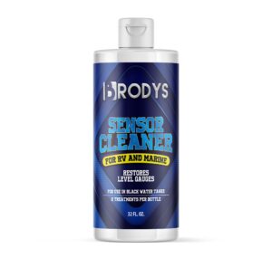 brodys - rv and marine sensor cleaner liquid for black water holding tanks (fix your sensors, clear clogs and toilet back ups, bio-enzymatic formula) 32oz