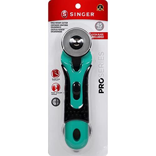 SINGER ProSeries 45mm Stick Rotary Cutter with Ergonomic Handle and 45mm Blade Replacement, Includes 2 Blades