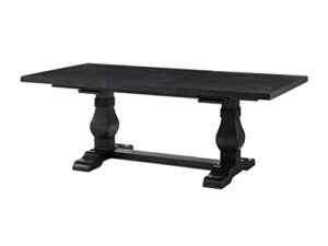 martin svensson home napa solid wood black trestle extendable leaf dining table