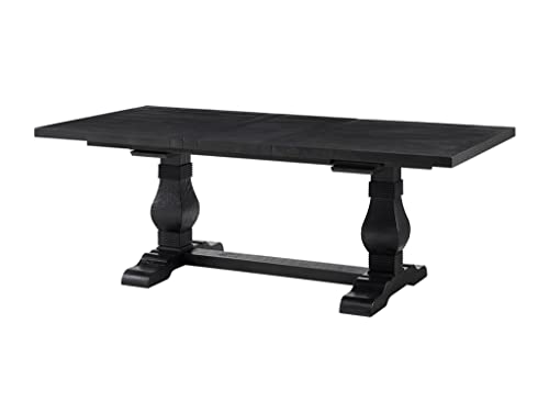 Martin Svensson Home Napa Solid Wood Black Trestle Extendable Leaf Dining Table