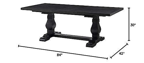 Martin Svensson Home Napa Solid Wood Black Trestle Extendable Leaf Dining Table