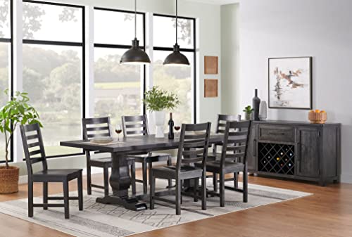 Martin Svensson Home Napa Solid Wood Black Trestle Extendable Leaf Dining Table