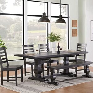 Martin Svensson Home Napa Solid Wood Black Trestle Extendable Leaf Dining Table