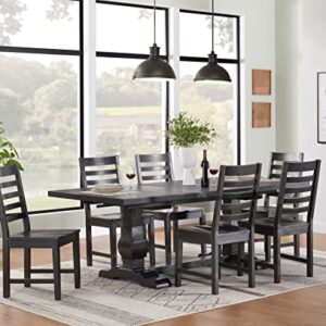 Martin Svensson Home Napa Solid Wood Black Trestle Extendable Leaf Dining Table