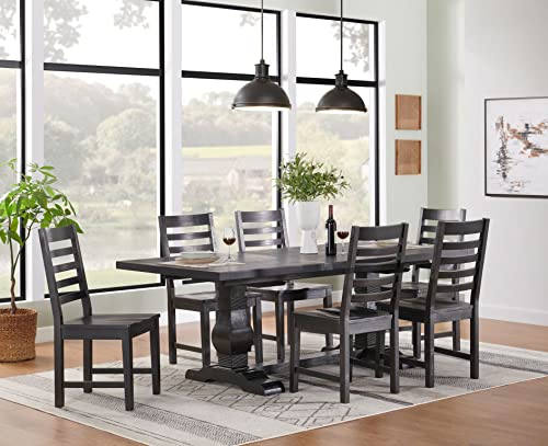 Martin Svensson Home Napa Solid Wood Black Trestle Extendable Leaf Dining Table