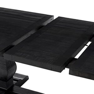 Martin Svensson Home Napa Solid Wood Black Trestle Extendable Leaf Dining Table