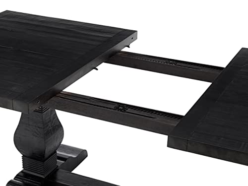 Martin Svensson Home Napa Solid Wood Black Trestle Extendable Leaf Dining Table