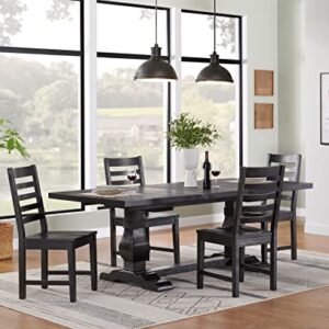 Martin Svensson Home Napa Solid Wood Black Trestle Extendable Leaf Dining Table