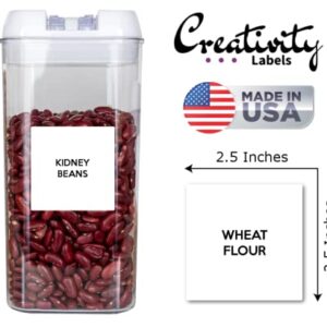 144 Modern Kitchen Pantry Labels for Food Storage Containers, Waterproof Printed on White Glossy Labels, Household Stickers + Numbers, Water Resistant, Organization for Jars and Canisters