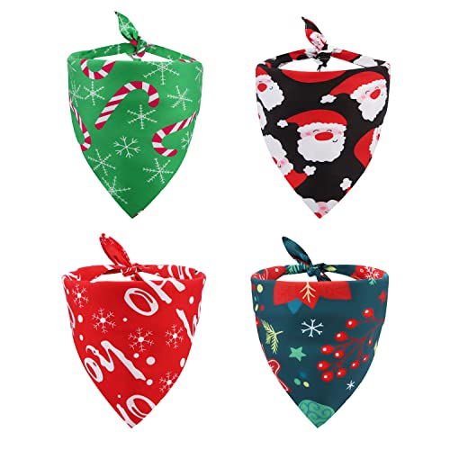 AIEX Dog Christmas Bandana, 4 Pack Dog Triangle Scarf Bib Christmas Pet Scarf Holiday Pet Costume Accessories Christmas Dog Clothes for Small Medium Large Dogs