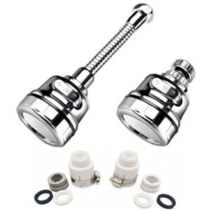 swivel faucet aerators 360 degree kitchen sink aerators,kitchen faucet sprayer head attachment,3 mode adjustable kitchen sink tap head water saving extend nozzle(2pcs)