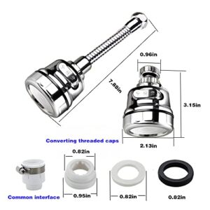 Swivel Faucet Aerators 360 Degree Kitchen Sink Aerators,Kitchen Faucet Sprayer Head Attachment,3 Mode Adjustable Kitchen Sink Tap Head Water Saving Extend Nozzle(2pcs)