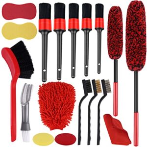 tikkrui car detailing brush set 18pcs car interior detailing kit car wash cleaning tool kit. all purpose cleaning, including: interior and exterior, dashboard, wheel, rims, tires.