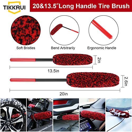 TIKKRUI Car Detailing Brush Set 18pcs Car Interior Detailing Kit Car Wash Cleaning Tool Kit. All Purpose Cleaning, Including: Interior and Exterior, Dashboard, Wheel, Rims, Tires.