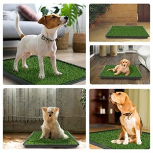 VKMUOI 19 x 23 in Dog Grass Pad with Tray Pet Training Pads with Tray Reusable Fake Grass for Dog to Pee on Dog Litter Box-Indoor/Outdoor Dog Potty Tray with Pee Pads