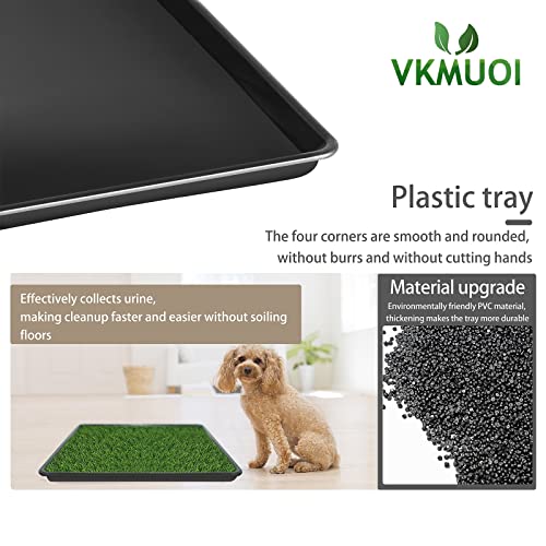 VKMUOI 19 x 23 in Dog Grass Pad with Tray Pet Training Pads with Tray Reusable Fake Grass for Dog to Pee on Dog Litter Box-Indoor/Outdoor Dog Potty Tray with Pee Pads