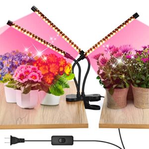 syeioraom grow lights for indoor plants, 3 head desk clip full spectrum led plant lights, adjustable gooseneck, horizontal plant lights for indoor plants (three heads grow lights)