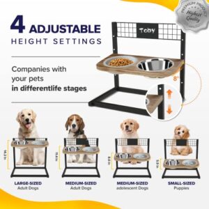 Ciconira Metal Elevated Dog Bowls with Slow Feeder & Spillproof Mat, 8°Tilted Raised Dog Bowl Stand with Two 1.3L Stainless Steel Dog Food Water Bowls,4 Height Adjustable for Large Medium, Small Dogs