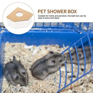 PATKAW Hamster Sand Bathtub Acrylic Clear Sand Bath Box with Wooden Lids Small Animal Shower Hideout Sand Bath Container for Chinchilla Gerbil Little Animal