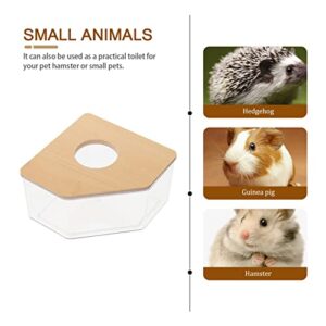 PATKAW Hamster Sand Bathtub Acrylic Clear Sand Bath Box with Wooden Lids Small Animal Shower Hideout Sand Bath Container for Chinchilla Gerbil Little Animal