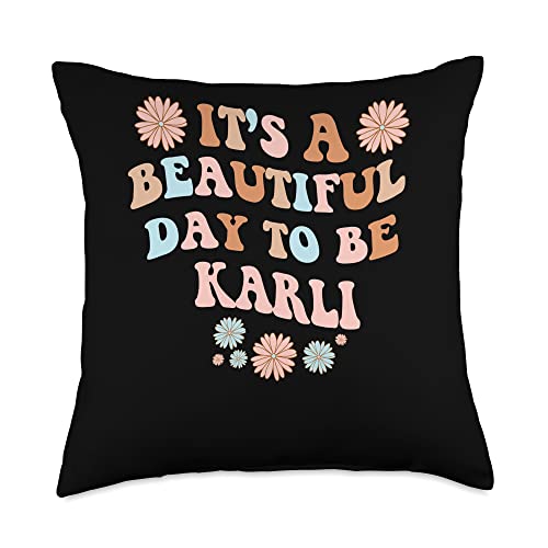 Sarcastic Birthday KARLI Name Gift Text Joke Personalized Name Beautiful Day Karli Birthday Throw Pillow, 18x18, Multicolor