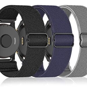 3 Pack Stretchy Nylon Watch Bands Compatible with Garmin Vivoactive 4,Venu 2,Venu 3,Forerunner 265/255/255 Music,22mm Loop Elastic Straps for Amazfit GTR 4,GTR 3,GTR 2,Ticwatch Pro 3,Fossil Gen 5 Women Men