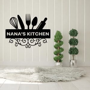 Hotsrichw Kitchen Metal Sign Personalized, Chef Kitchen Wall Decor, Custom Family Name Sign Last Name Signs, Nana's Farmhouse Kitchen, Customized Funny Birthday Gift for Cooking Lover, Gift for Mom