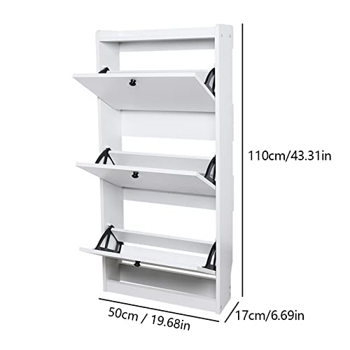 Gdrasuya10 Portable Shoe Cabinet, Flip Drawers Shoe Cabinet Density Board Shoe Rack Organizer Ultra-Thin Shoe Cabinet for Hallway Living Room Bedroom Dormitory