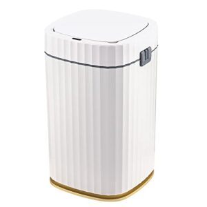 elpheco 4 gallon automatic bedroom trash can with lids, 15.5 litre waterproof motion sensor bathroom trash can, sensor garbage bin for bathroom, bedroom, living room, office, golden