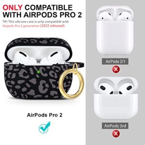 Leopard Silicone Airpods Pro 2 Case, Gawnock Soft Case Cover Flexible for Airpod Pro 2nd Generation Floral Print Cover for Women Girls with Keychain - Gray Leopard/Cheetah