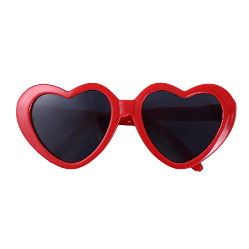 Pet Sunglasses Cute Pet Dog Sunglasses Cat Glasses Heart Sun Flower Glasses for Small Dogs Cat Accessories Photos Props Pets Party Decor(Red)