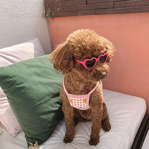 Pet Sunglasses Cute Pet Dog Sunglasses Cat Glasses Heart Sun Flower Glasses for Small Dogs Cat Accessories Photos Props Pets Party Decor(Red)