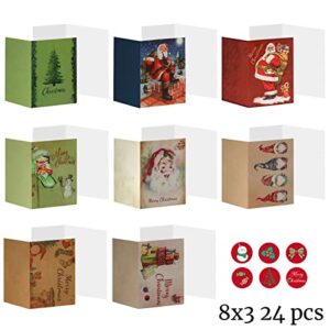 Feelfine 24pcs Christmas Cards Boxed with Envelopes, Blank Vintage Christmas Cards Bulk, 4.2 x 5.5 Inches Boxed Holiday Cards with Envelopes(8 Designs)