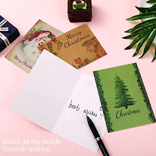 Feelfine 24pcs Christmas Cards Boxed with Envelopes, Blank Vintage Christmas Cards Bulk, 4.2 x 5.5 Inches Boxed Holiday Cards with Envelopes(8 Designs)