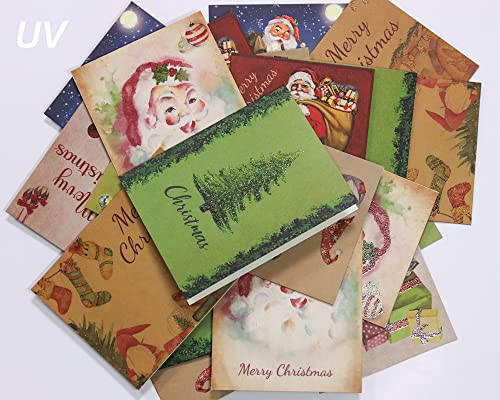 Feelfine 24pcs Christmas Cards Boxed with Envelopes, Blank Vintage Christmas Cards Bulk, 4.2 x 5.5 Inches Boxed Holiday Cards with Envelopes(8 Designs)