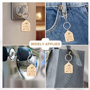 50 Pcs New Home Keychain 2023 Bulk Welcome Home Keychain Gifts New Homeowner Engraved Wooden Key Tag Small House Shaped Keychains for Family Client Home Buyer Customer