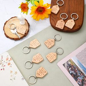 50 Pcs New Home Keychain 2023 Bulk Welcome Home Keychain Gifts New Homeowner Engraved Wooden Key Tag Small House Shaped Keychains for Family Client Home Buyer Customer